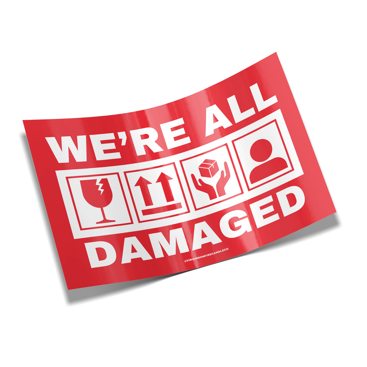 WE'RE ALL DAMAGED FUNNY SELF-AFFIRMATION STICKER – Virgins On Fire ...